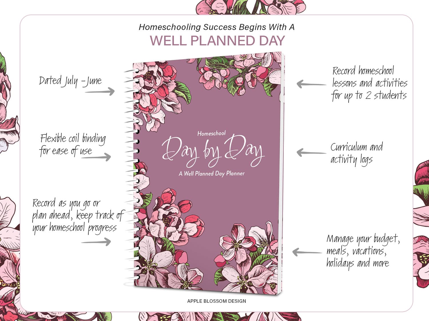 Well Planned Gal Homeschool Planner - Wild Rose - Wreath Well Planned Gal