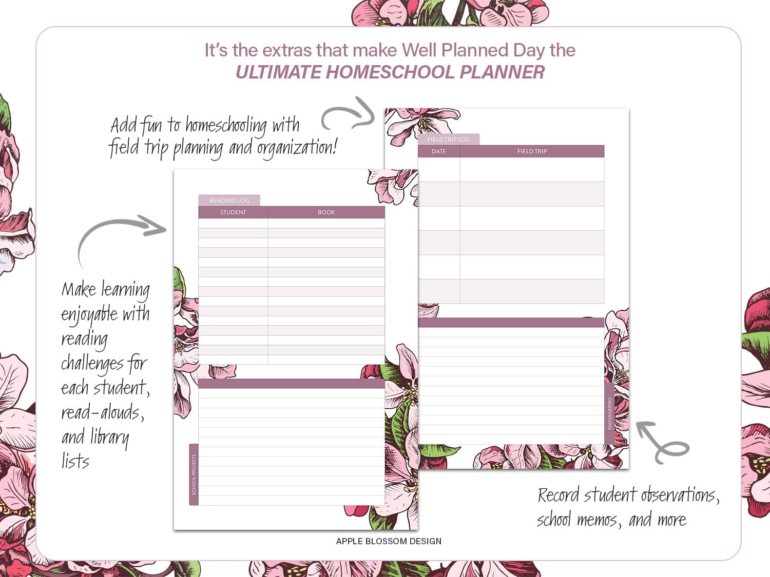 Well Planned Gal Homeschool Planner - Wild Rose - Wreath Well Planned Gal