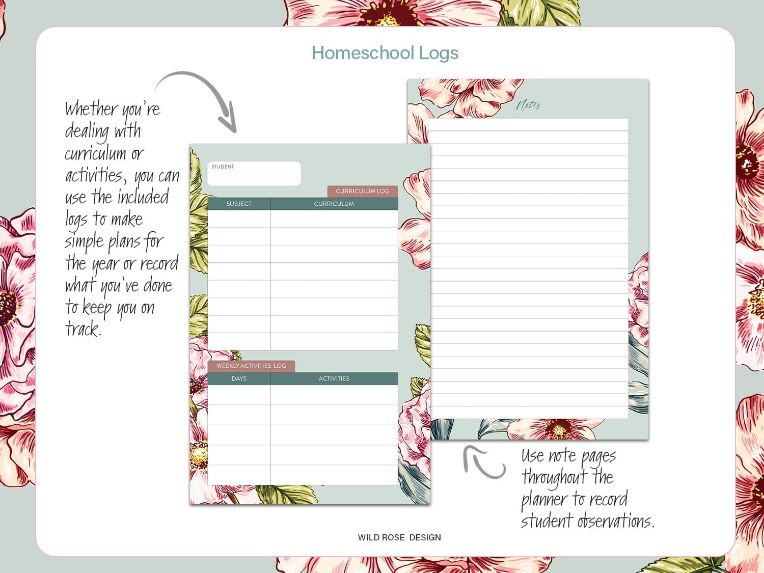 Well Planned Gal Homeschool Planner - Wild Rose - Wreath Well Planned Gal